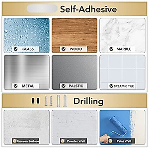 2 Pack Wall Mount Paper Towel Holder Under Cabinet Under Counter Paper Towel Holder Black Paper Towel Roll Holder for Countertop Kitchen Organization Bathroom SUS304 Stainless Steel 13Inch