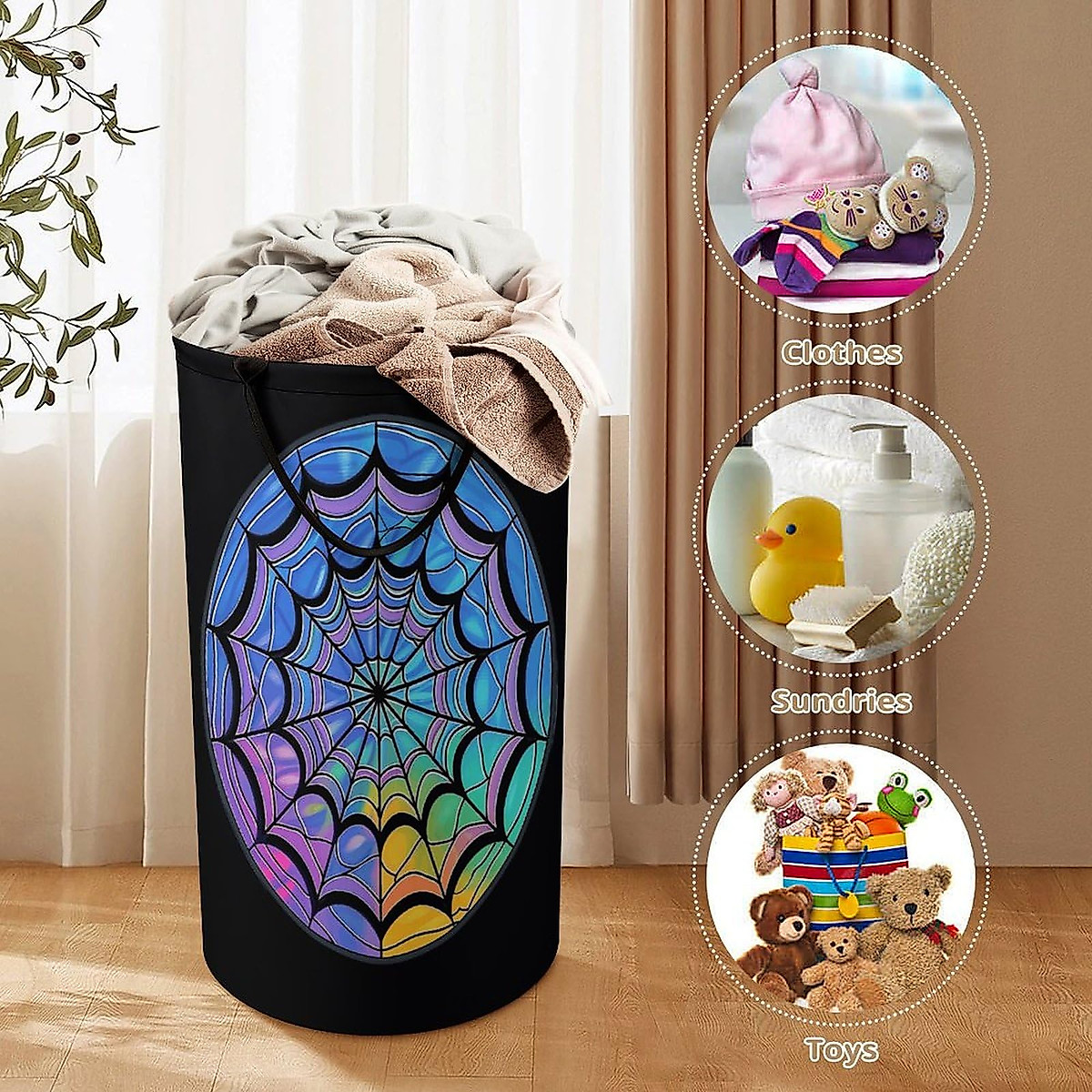 Spider Web Wednesday Large Laundry Basket Laundry Hamper Bag Washing Bin Clothes Bag Collapsible Tall With Handles Travel Bathroom College