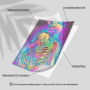 HK Studio Hippie Room Decor Aesthetic Posters - Grunge Room Decor for Dorm, Teen Room 8" x 12" Pack 12