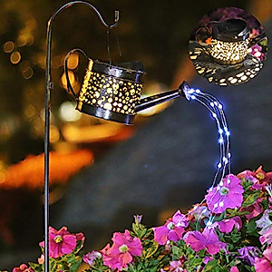 AMWGIMI Solar Garden Lights Pathway Outdoor,Dew Drop Water Can Garden Stake Metal Lights Decorative Yard Art Waterproof LED Garden Lights,for Patio Yard Walkway Pathway Lawn Decorations