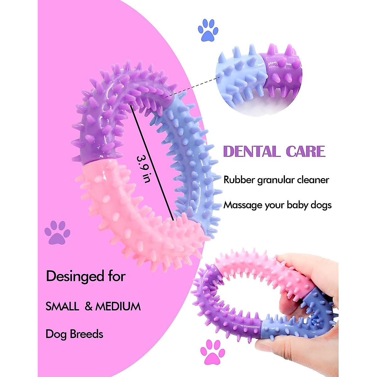 DogieLyn Puppy Toys or Small Medium Dogs 4 Pack Chew Toy for Puppies Pet Teething Toy for Cleaning Teeth Interactive Soft Plush Panda Treat DispenserI Bone Squeaky Ball Tri-Color Ring Cute Toy Set
