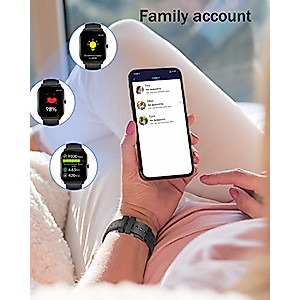 Smart Watch Compatible with iPhone Android Phones 2022, 1.7 inch Watches for Men Women IP68 Waterproof Fitness Tracker with Blood Oxygen/Heart Rate Monitor Sleep Steps Tracker DIY Watch Faces Black