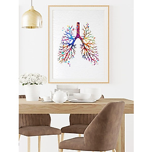 Dignovel Studios 8X10 Unframed Lung Anatomy Human Body Watercolor Art Print Poster Medical Science Housewarming Wall Art Giclee Office Home Decor DN541