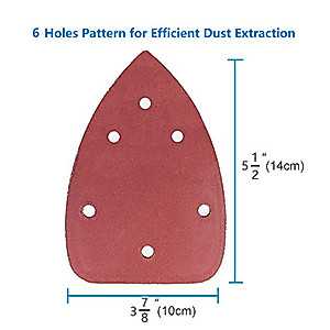 LotFancy Mouse Detail Sander Sandpaper, 70PCS 40 60 80 120 180 240 320 Assorted Grit Sanding Pads Sheets, 140mm, 6 Holes, Hook and Loop Backing