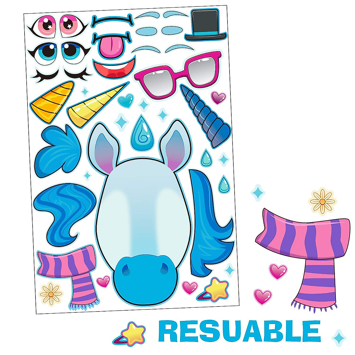 JOYIN 36PCS 9.8"x6.7" Make a face Stickers for Kids, Make Your Own Unicorn Stickers, Party Favors Kids Crafts, Goodie Bags Stuffers for Kids, Classroom Rewards