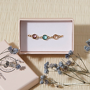 Custom Birthstone Bracelet For Women Friendship Bracelets for Girls Best Friend July August Birthday Gift For Mom Daughter Personalized Family Gift For Her Mother's Day Gift -BR-2HBS