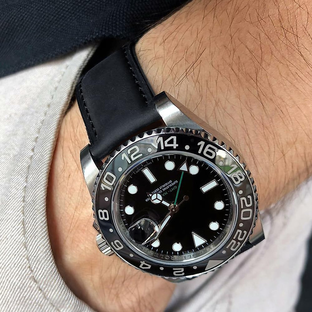 Ritche Genuine Black Leather Watch Bands 22mm Classic Vintage Quick Release Top Grain Leather Watch Strap, White Elephant Gifts, Stocking Stuffers for Men