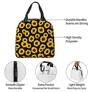 OMXNAQZ Sunflower Insulated Lunch Bag for Women with Containers Freezable Cooler Thermal Waterproof Lunch Box