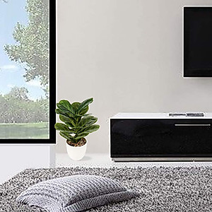 Briful 18 Inch Artificial Plants Realistic Fake Fiddle Leaf Fig Plant Faux Ficus Lyrata Plant Potted Fake Plant in White Pot for Living Room Home Indoor Decor