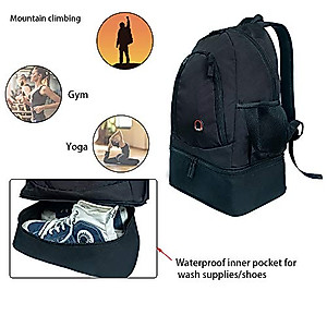 Caroo Gym Backpack with Shoe Compartment Fashion Water-Resistant Bag for Women Men Gym Yoga Outdoor Sport Hiking School Traval