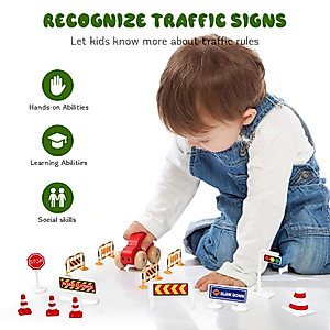 TOYANDONA 1 Set Play Traffic Signs, Street Signs Playset for Kids