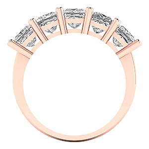 2.5 ct Princess Cut Clear Simulated Diamond 14k Rose Gold Eternity Wedding Engagement Promise anniversary Band Sz 4.5