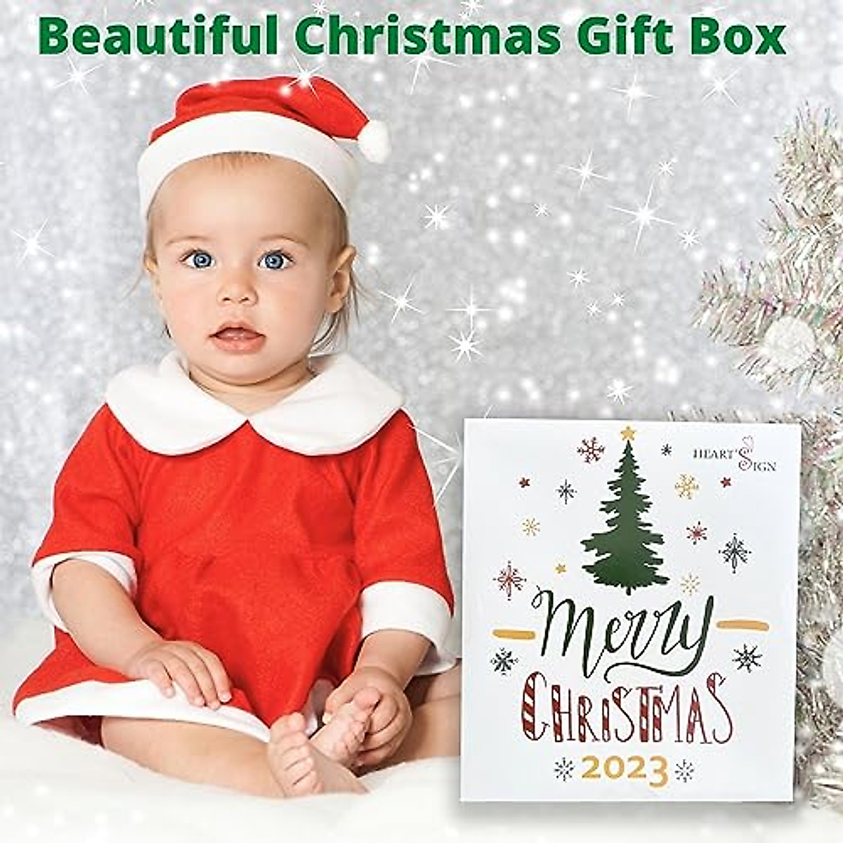 Heart's Sign Babys First Christmas Stocking 2024 | My First Christmas Baby Boy and Baby Girl | Newborn Stockings Christmas Ornaments | Newborn Christmas Decor, Blue