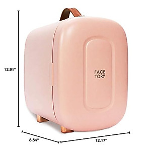 FACETORY Strawberry Skincare Fridge- Ice Cream Series- 5 Liters with LED Light, Temperature Display, Silent Mode for Dorm Room, Bedroom, Office