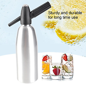 1 Liter Soda Maker,Home Soda Water Siphon Alloy Soda Sparkling Water Maker Fizzy Soda Machine for Fresh Soda Water, Cocktails, Hard Seltzers(Silver)