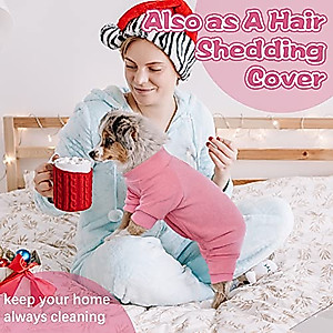 Kuoser Dog Pajamas Thermal Dog Onesie, Stretchable 4-Legs Design Doggie Clothes, Breathable Puppy Jumpsuits Cat Apparel, Hair Shedding Cover for Small Medium Dogs