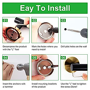 DYRECELVE Bathroom Hardware Set 7 Pieces, Towel Bar Set Stainless Steel Wall Mounted, Includes 16In Towel Rack, 4 Robe Towel Hooks,Toilet Paper Holder, Towel Ring, Black Gold Bathroom Accessories Kit