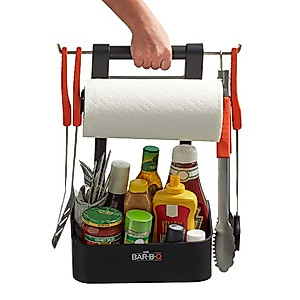 Mr. Bar-B-Q Adjustable Grilling Caddy | Store all your Grilling Accessories in One Place | Roller Towel Holder | Reduce Mess While Grilling