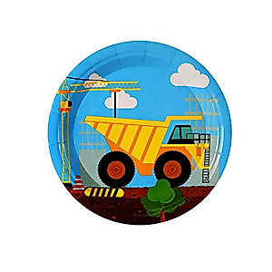 Construction Birthday Party Supplies Set For Boys - 24 Guests – Dump Truck And Tractor Party Decorations, Paper Plates Cups Napkins Straws Balloons Cutlery Toppers Banners Tablecloth
