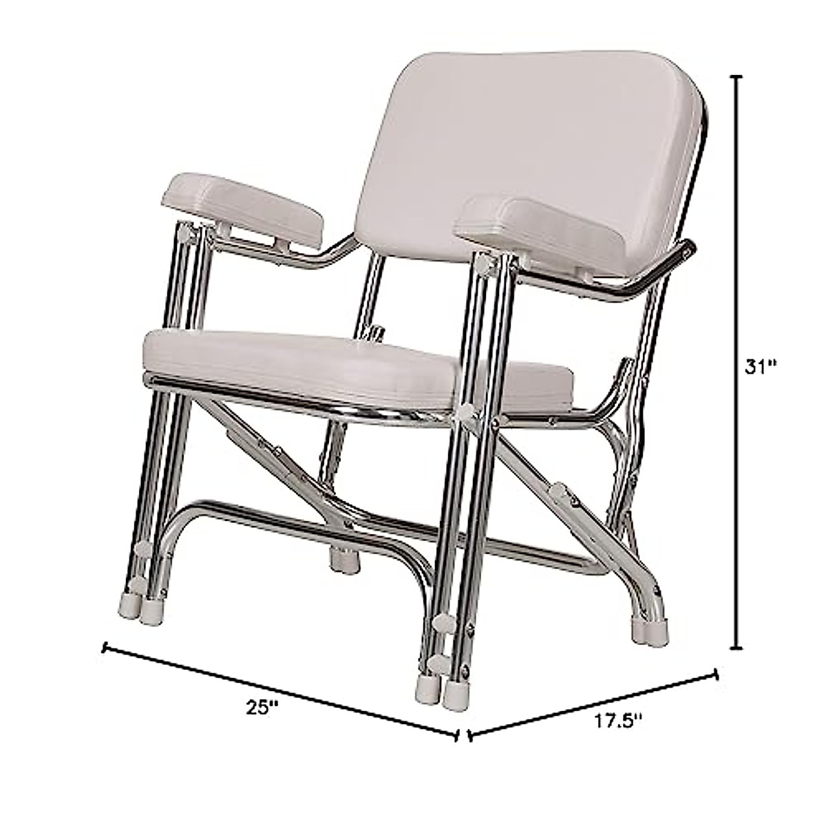 Seachoice Folding Deck Chair, White, Marine Vinyl, Folds For Easy Storage