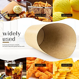 50Pcs French Fries Box, 14oz Disposable Take-out Party Baking Supplies Waffle Paper Popcorn Boxes, Sandwich Kraft Paper Cups Holder French Fry Paper Holder Wedding Food Trays Paper Cones