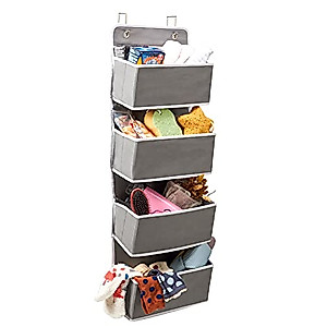 EZOWare 2PACK Over the Door Hanging Organizer with 4 Pocket, Home Storage Organizer with Hook for Pantry Baby Nursery Bathroom Closet Dorm