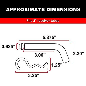 ROAD DAWG Trailer Hitch Pin and Clip 5/8" Diameter Hitch Pins Fit for 2" Receiver,ATRLY2101D