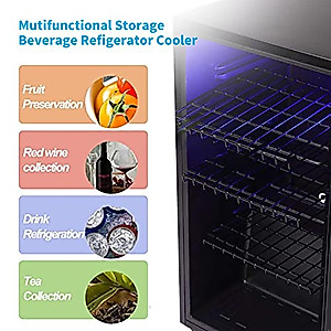 WANAI Mini Fridge Cooler 120 Can Beverage Refrigerator Glass Door for Beer Soda or Wine Glass Door Small Drink Dispenser Machine Clear Front Removable for Home, Office or Bar, 3.2cu.ft