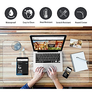 ProValley Clear Desk Pad Blotter 16 × 32 Inches Transparent Plastic Desk Mat 1.5mm Thick Rectangular PVC Desk Cover Vinyl Table Protector for Office Computer Writing Desk Tabletop Dresser Night Stand