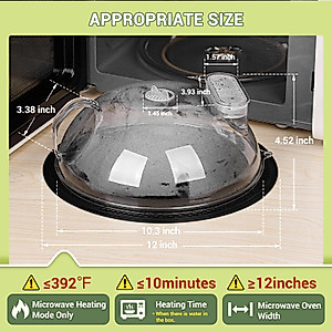 MAGJIUKE Microwave Splatter Cover for Food, Clear Microwave Lid with Water Steamer, Integrated Handle, Splatter Guard, 10” Plate Covers & 12" Mat, BPA-Free, Essential Kitchen Gadgets and Accessories