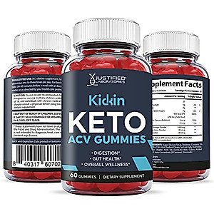 Justified Laboratories Kickin Keto ACV Gummies 1000MG with Pomegranate Juice Beet Root B12 60 Gummys