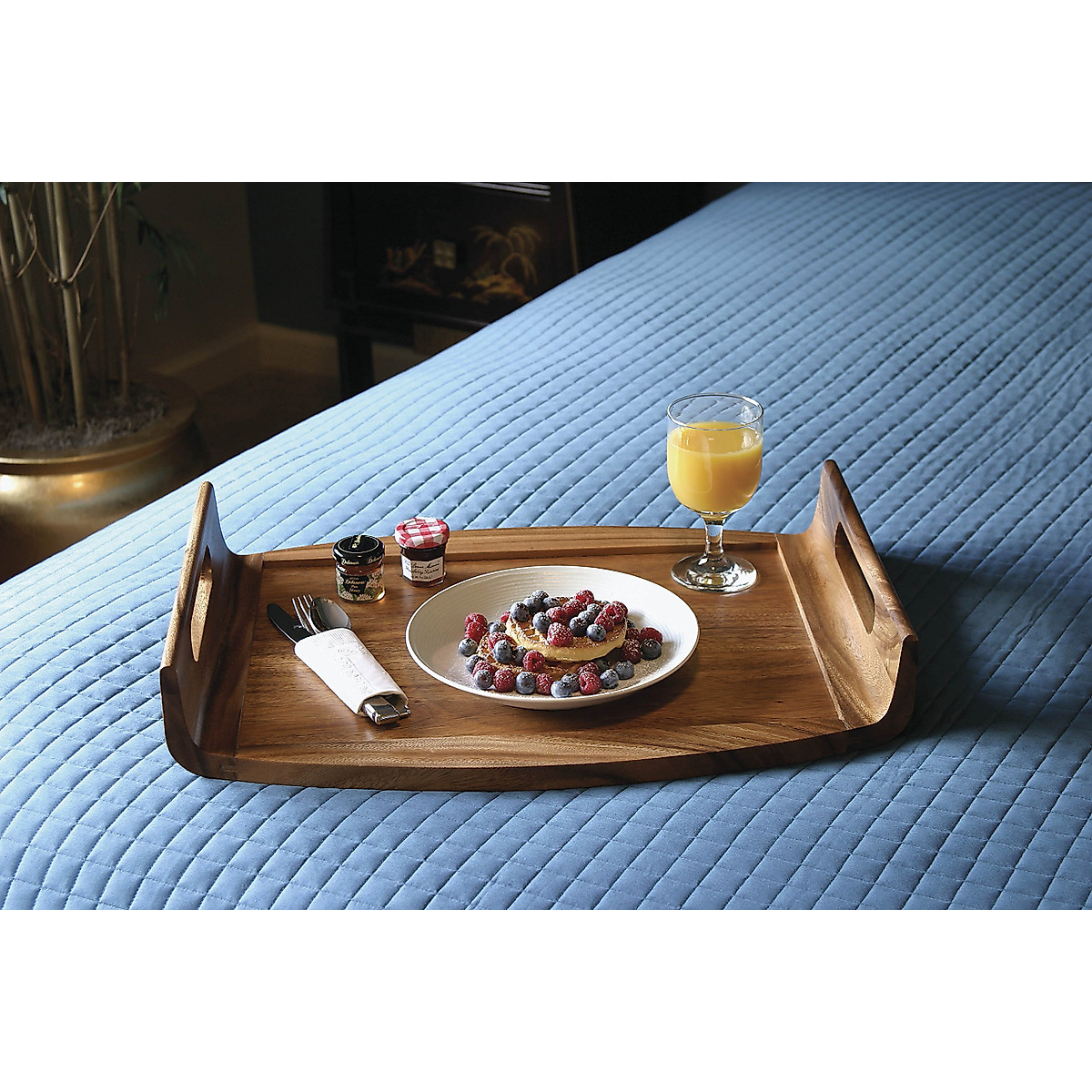 Lipper International Acacia Reversible Serving Tray, 20.75" x 15.38" x 3.5"