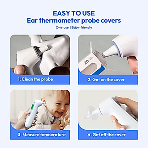 120X Ear Thermometer Probe Covers, for All Braun Thermometer Ear Covers, Lens Filters, Refill Caps, 0% BPA Disposable Covers
