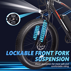 PEXMOR Electric Bike for Adults, 500W 48V 13AH Removable Battery Ebike, 50Miles 20MPH 26" Fat Tire Adult Electric Bicycle, Electric Mountain Bike Snow Beach Commuter E-Bike,7 Speed,UL Certified