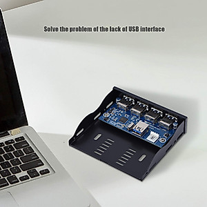 4 Ports USB 3.0 Front Panel Hub, 3.5 Inch Floppy Bay Internal Metal USB Hub Front Panel with 19 Pin to 4 USB 3.0 Hub Ports, for Computer Case