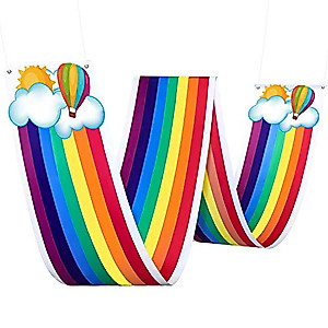 Blulu Rainbow Ceiling Decorations Banner Hanging Rainbow Cloud Ceiling Decoration Rainbow Garland Bunting Banner for Birthday Baby Shower Decoration Classroom Ceiling Decor (1 Pc)
