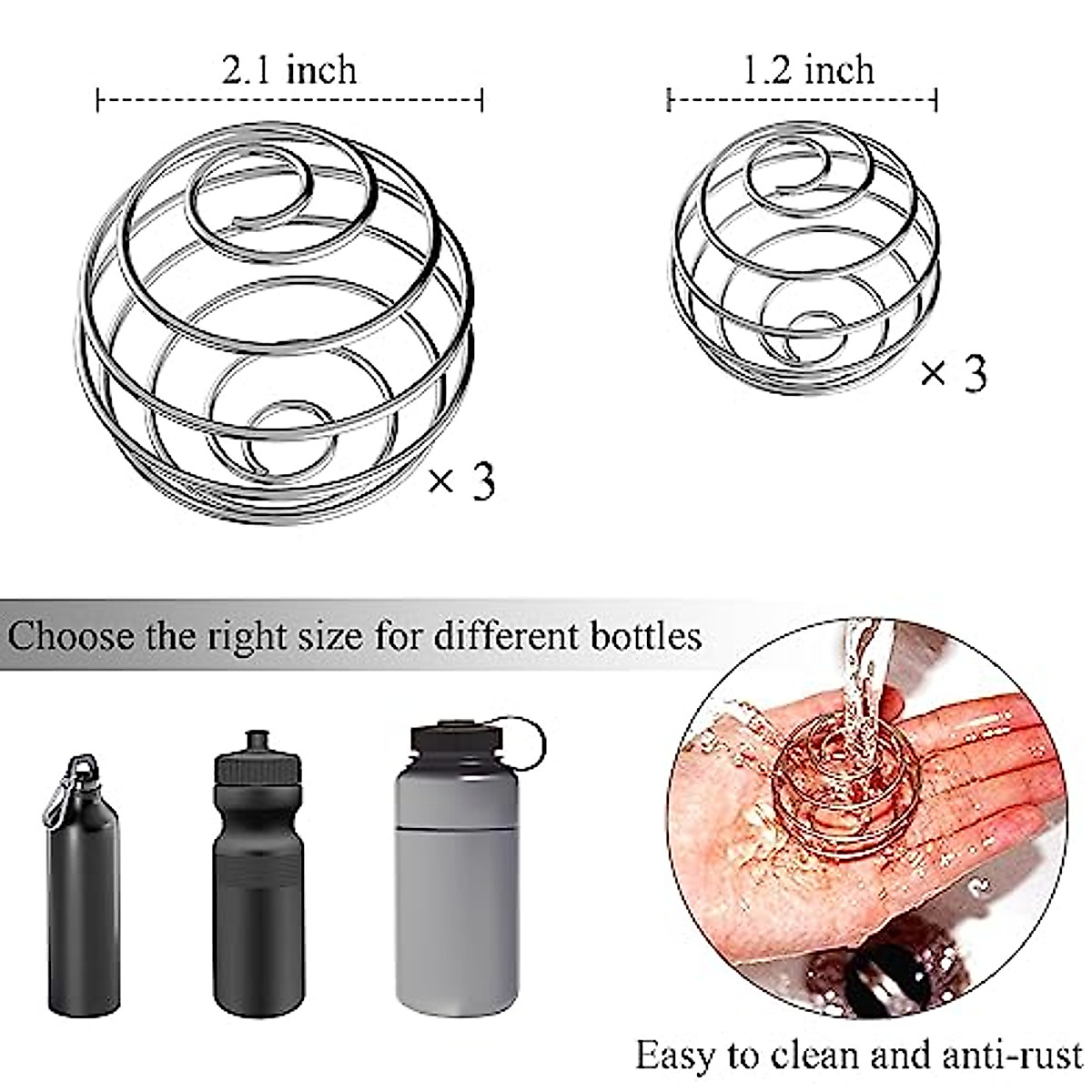 Onkuly 6 Pcs Shaker Balls Replacement Shaker Bottle Ball 2 Sizes Stainless Steel Mixing Balls for Protein Shaker, Drinking Bottle