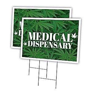 Medical Dispensary 2 Pack of 12" x 16" Yard Sign & Stake | Advertise Your Business | Stake Included Image On Front Only | Made in The USA