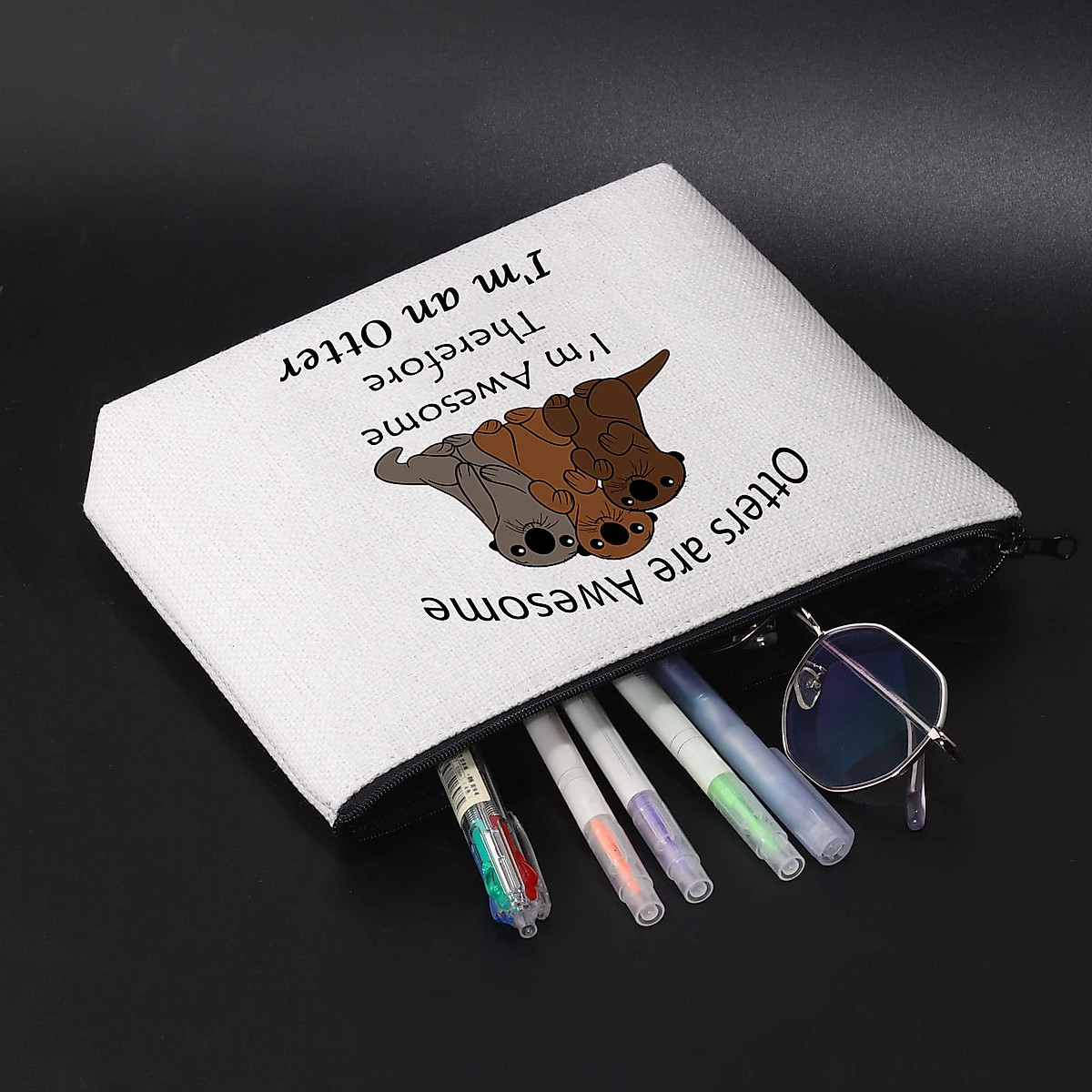 JNIAP Funny Otter Cosmetic Bag Otter Lover Gift Otters Are Awesome I'm Awesome Therefore I'm An Otter Makeup Zipper Bag (Otters bag)