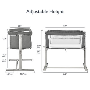 RONBEI Bassinet for Baby, Baby Bassinet Bedside Sleeper, Baby Bed to Bed, Adjustable Portable Crib for Infants, Baby Boys, Baby Girls (Light Gray)