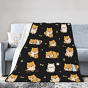 Nahjiiem Pomeranian Throw Blanket Cute Puppy Blanket Animal Pet Couch Throw Pomeranian Gifts for Pomeranian Lovers 50"×60"