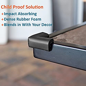 Furniture Edge and Corner Guards | Protective Foam Cushion | 15ft Bumper 4 Adhesive Childsafe Corners | Baby Child Proofing Foam Set and Safe for Table, Fireplace, Countertop | Black
