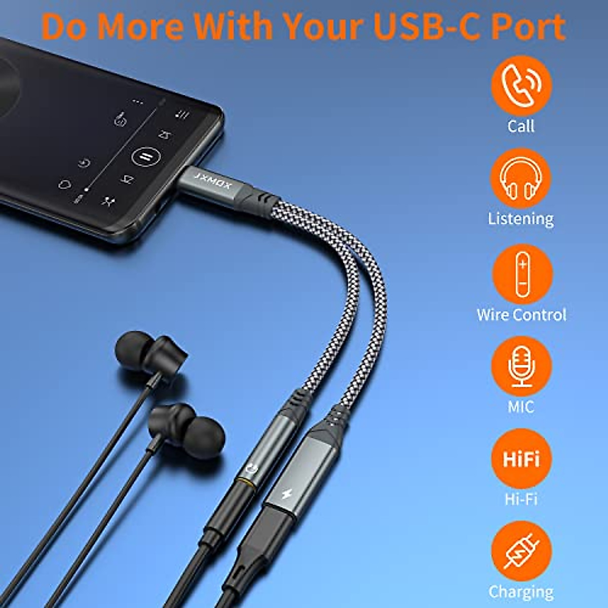 USB C to 3.5mm Headphone and Charger Adapter, 2-in-1 USB Type C to Aux Jack Dongle Cable with PD 60W Fast Charging for iPhone 15 Pro Max Plus, Samsung Galaxy S20 S21 S22 S23 Ultra, Note 20, iPad Pro
