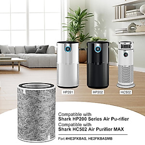 NXBHG 2 Pack HP201 Replacement Filter Compatible with Shark HP201, HP202, UA205, AP1000 and for Shark HC501, HC502 Air Purifier MAX, Absorb 99.97% Particulate, Compare Part HE2FKBASMB, HE2FKBAS.