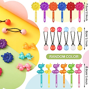 60 Pcs Self Hinge Hair Barrettes for Girls Ball Bubble Hair Accessories 80s 90s Assorted Hair Clips Elastic Ponytail for Baby Toddler (Lovely Style)