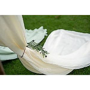 Keketo Ivory Gauze Rustic Cheesecloth Table Runner 120 Inch 10 FT for Wedding Baby Shower Bridal Shower Birthday Engagement Garden Outdoor Party Long Sheer Boho Decorations