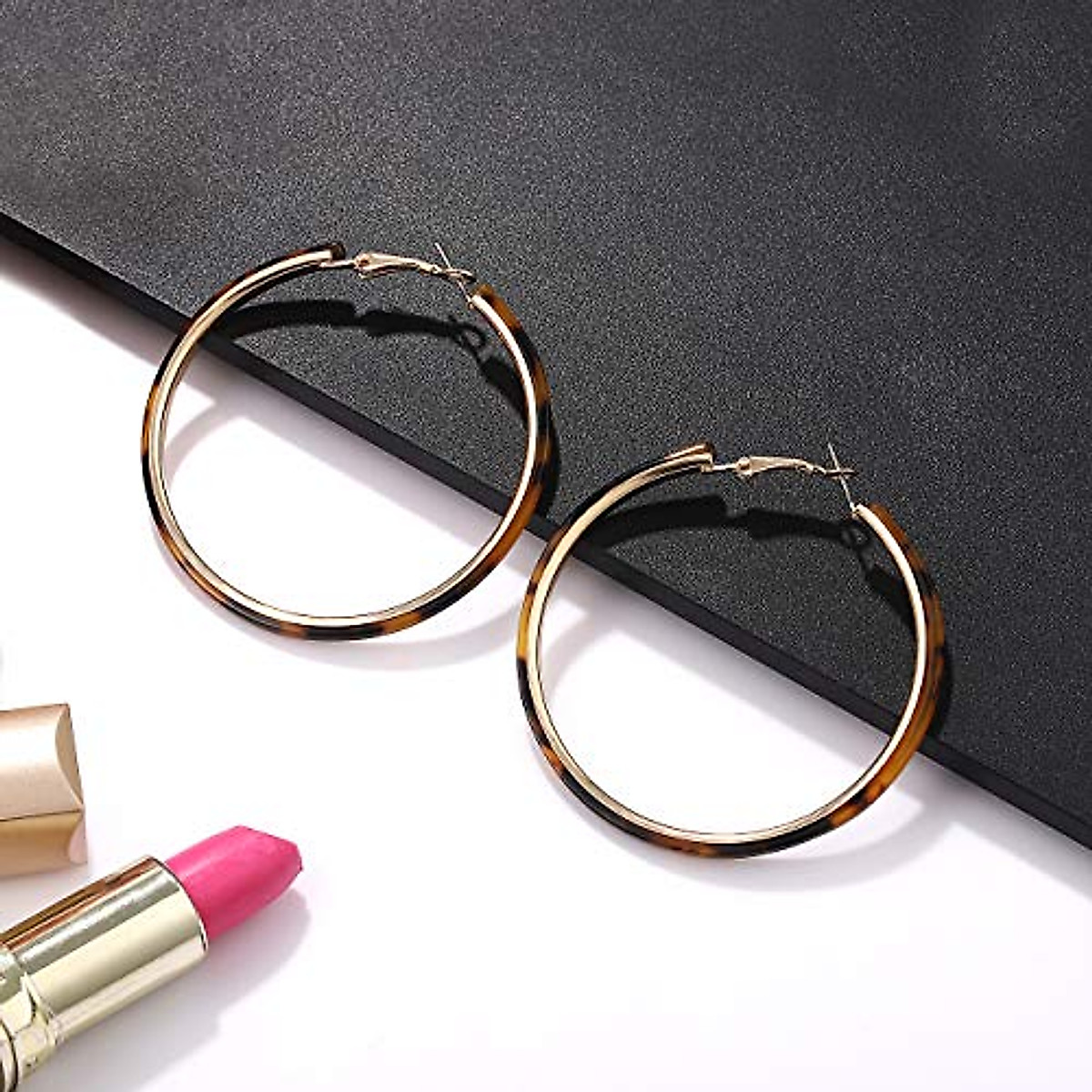 Acrylic Earrings Lightweight Hoop Earrings Statement Resin Drop Dangle Stud Earrings Fashion Jewelry For Women (Tortoiseshell)