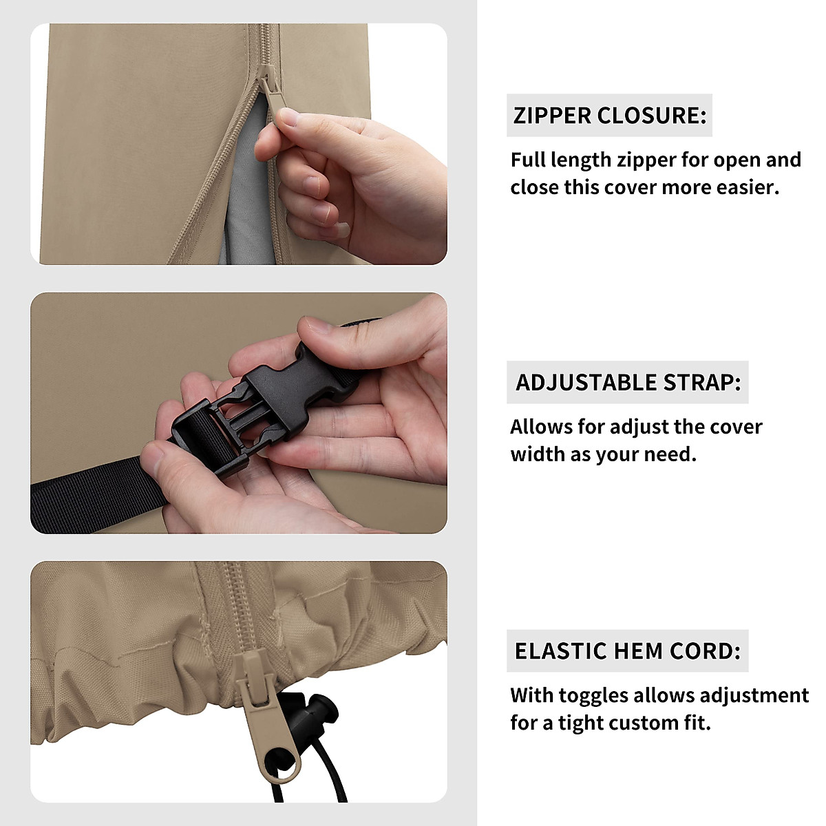 Easy-Going Patio Umbrella Cover Outdoor Offset Umbrella Cover Waterproof Cantilever Parasol Cover for 7.5ft to 11.5ft Banana Frame Umbrella, Camel