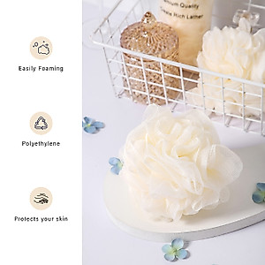 TungSam Bath Loofah Sponge, Pack of 4 Mesh Pouf Body Shower Scrubber. (Multi-Color)