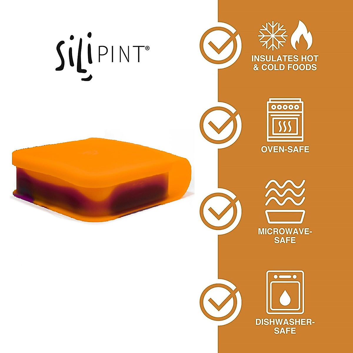 Silipint: Silicone Go Go Bowls: Set of 4: Sun Storm - Sizes: 10, 20, 30 oz & Sandwich Size - Microwavable, Attached Lid, Sustainable